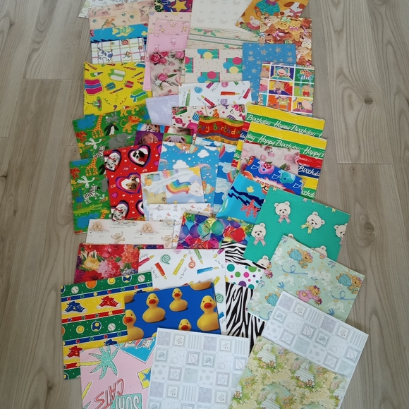 Party Supplies | Vintage Wrapping Paper Lot Mixed 199s Kids Birthday ...